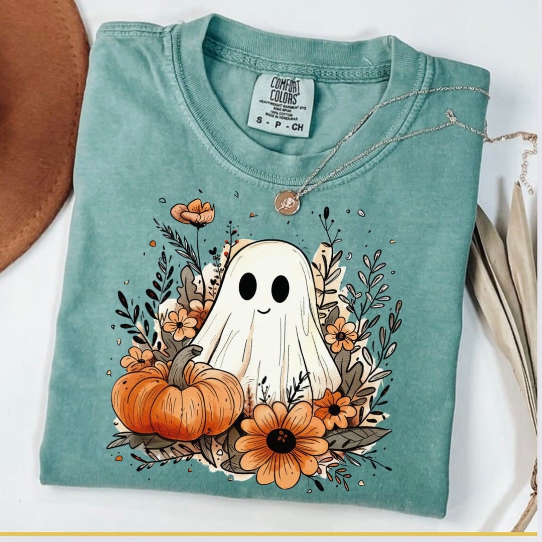Ghost Shirt, Comfort Colors, Fall Ghost Shirt, Floral Ghost Shirt, Boho ...