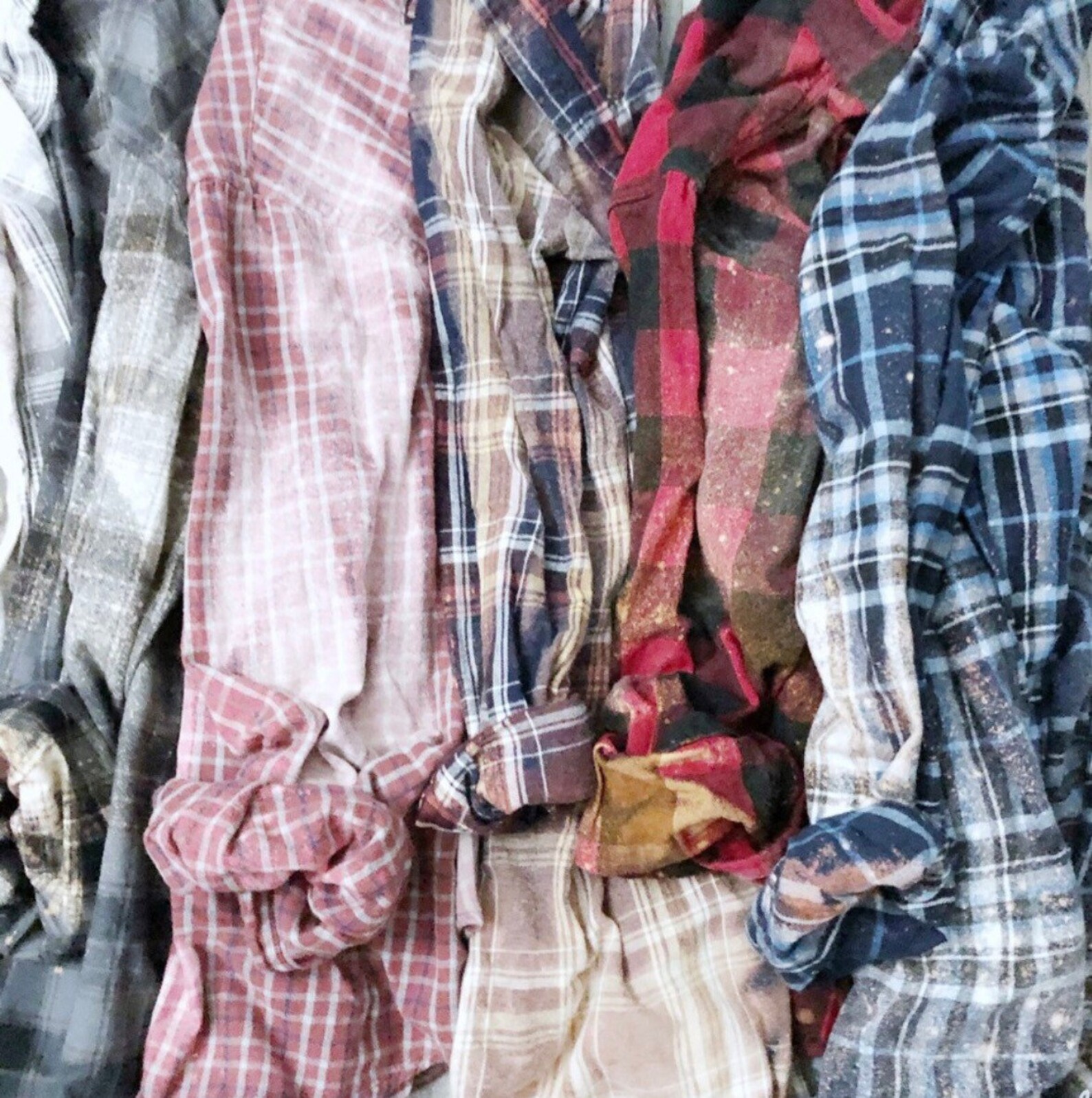 Oversized Bleached Flannels Y2K Upcycled Flannels Bohemian | Etsy