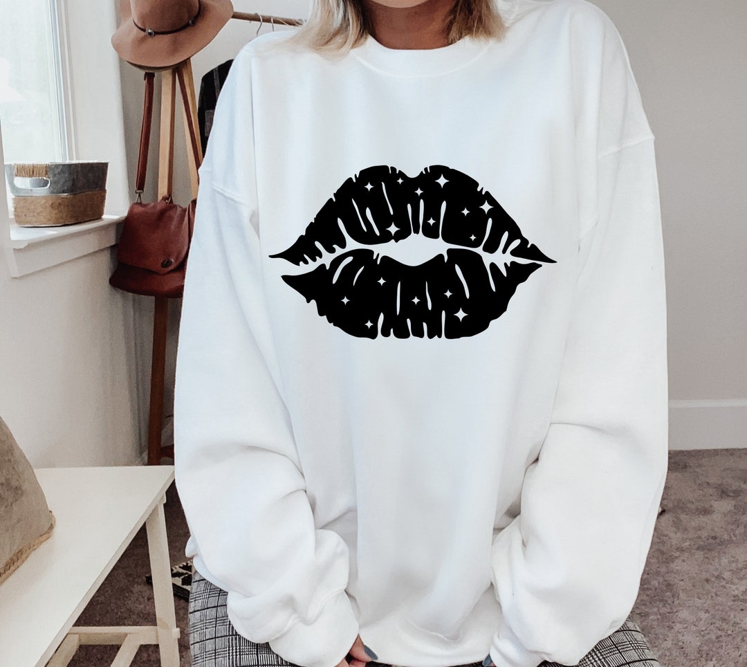 Kiss Sweatshirt, Oversized Sweaters, Lips Sweatshirt, Grunge Sweatshirt ...