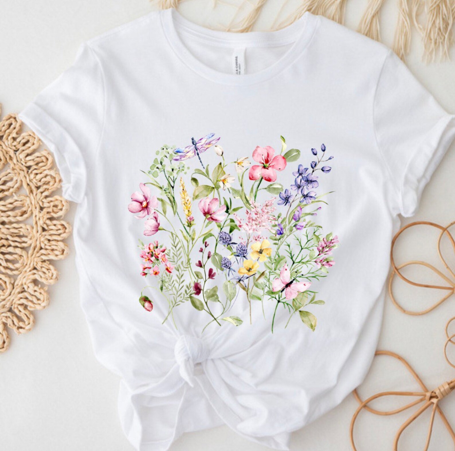 Spring Wildflower Short Sleeve Tee Spring Floral Shirt Boho Flower ...