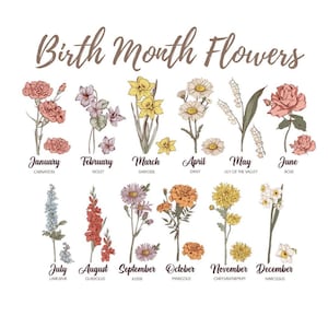 Personalized Birth Flower Bouquet, Custom Family Gift, Family Birth ...
