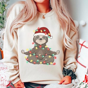 Christmas Sloth Sweatshirt, Cute Sloth Sweaters, Sloth Holiday Sweater ...