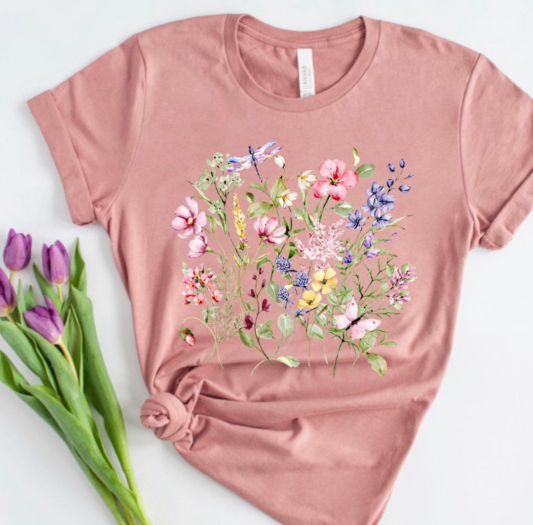 Spring Wildflower Short Sleeve Tee Spring Floral Shirt Boho Flower ...