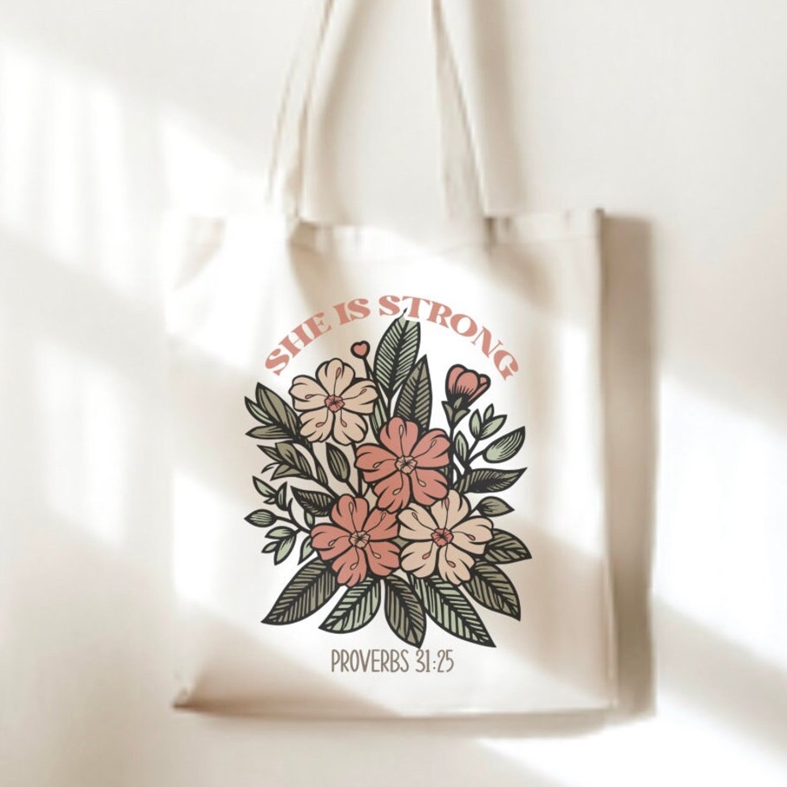 Christian Tote Bag, Canvas Tote Bag, Book Bag, Bible Verse Bag, Jesus ...