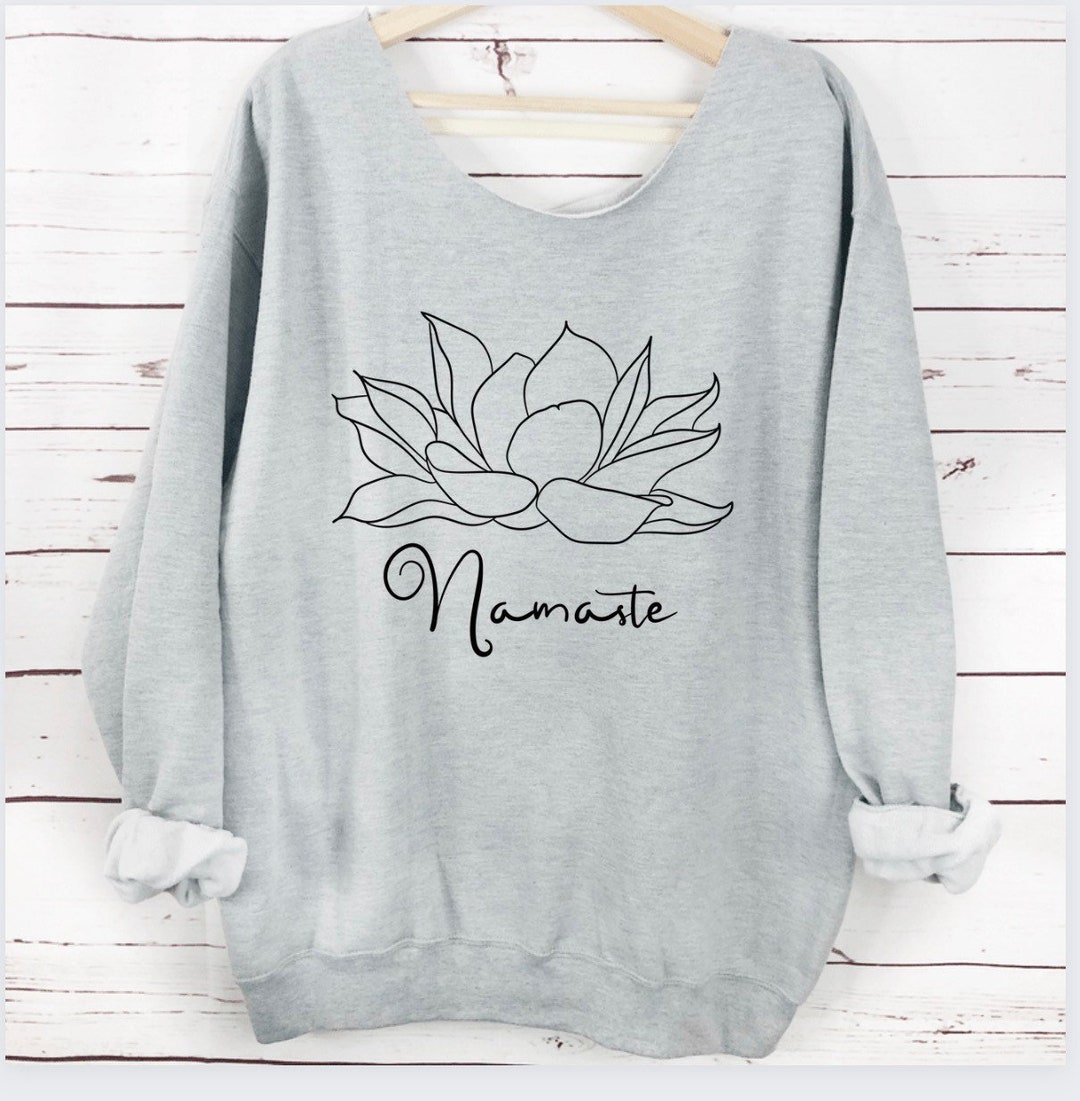 Namaste Sweatshirt, Namaste Shirt, Oversized off Shoulder Slouchy, Yoga ...