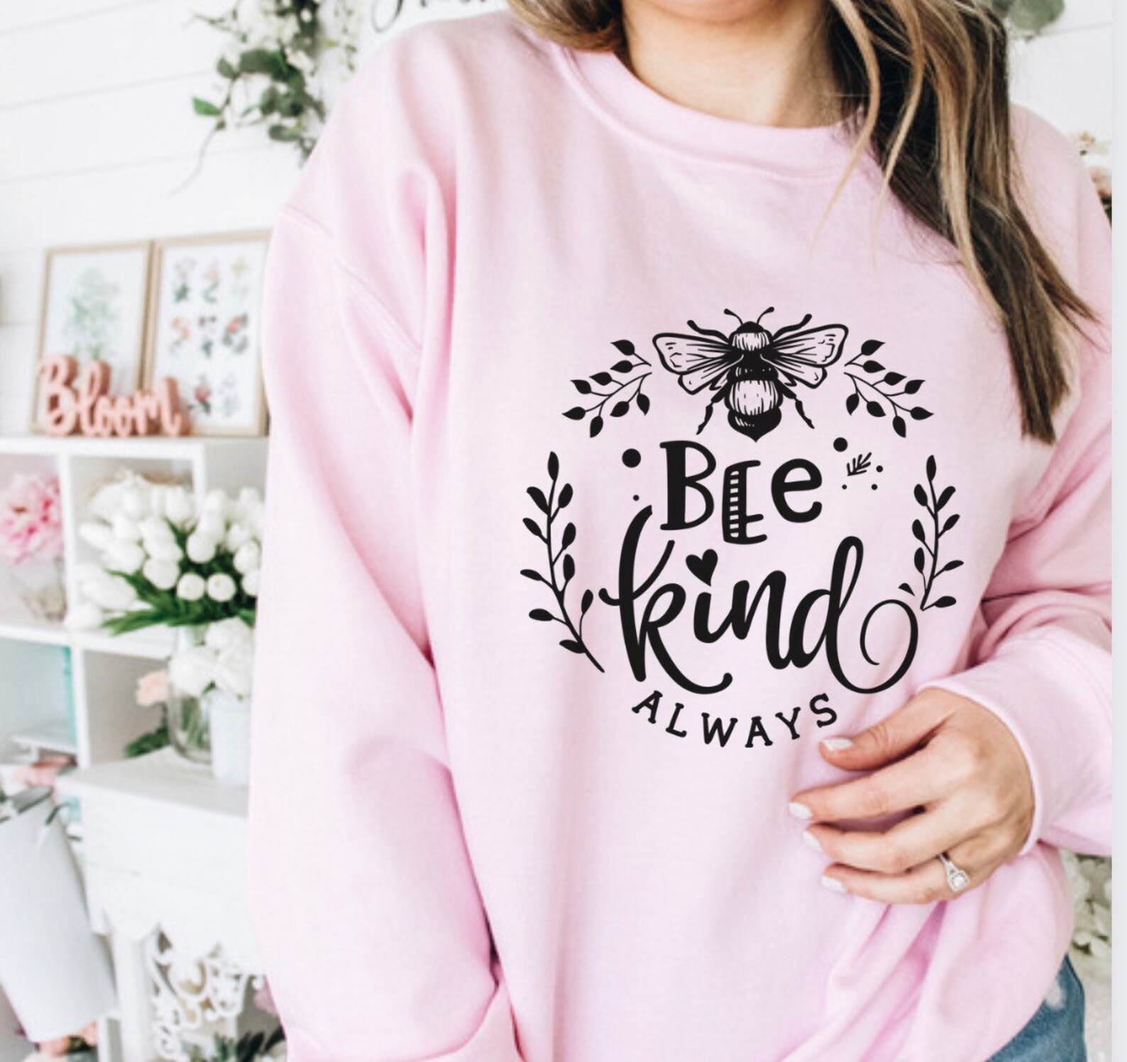 Bee Sweatshirt, Botanical Bee Sweater, Cute Be Kind Shirt, Nature Shirt ...
