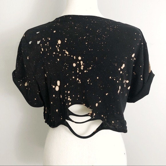 Bleached Crop Top Shirt Distressed S-5X Grunge Tee - Etsy