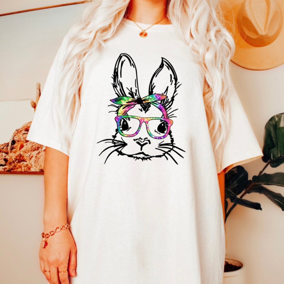 Easter Bunny Shirt, Bunny With Glasses, Tie Dye Easter Tee, Happy ...