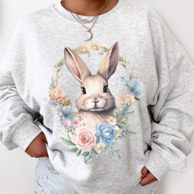Easter Bunny Sweater, Bunny Ears, Boho Bunny Mom Sweatshirt, Rabbit ...