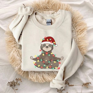 Christmas Sloth Sweatshirt, Cute Sloth Sweaters, Sloth Holiday Sweater ...