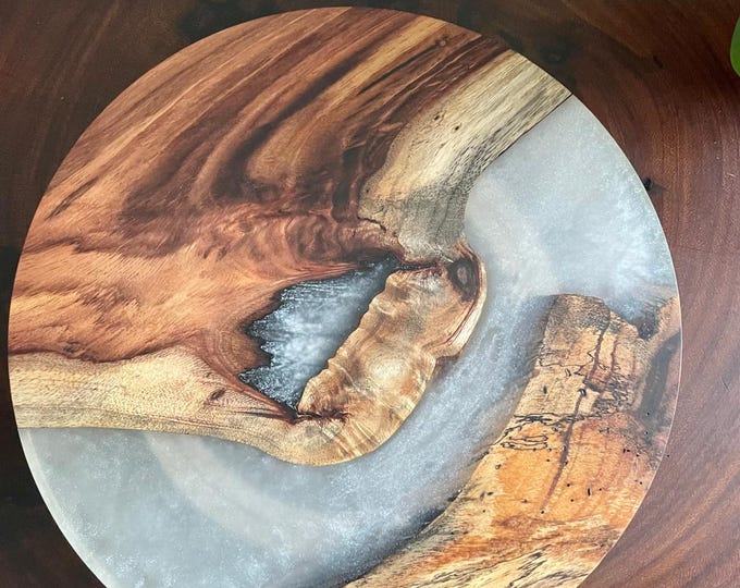 Lazy Susan Turntable Monkey Pod Wood & Clear Resin - Etsy