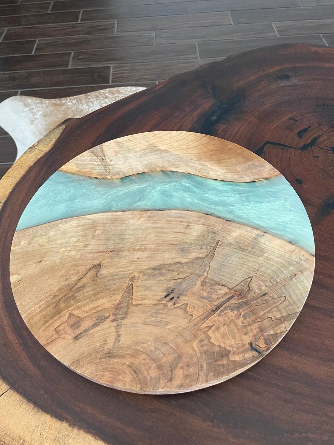 Lazy Susan Gage Green Epoxy Maple - Etsy