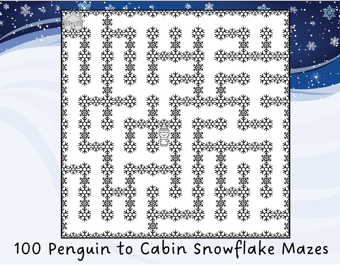 100 Penguin to Cabin Snowflake Mazes Winter Christmas - Etsy