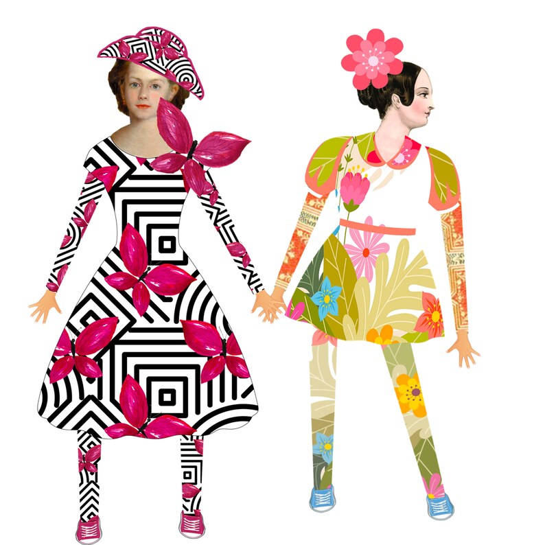 Cute Paper Dolls Collage Sheet Parts Set 1 Digital Printable - Etsy