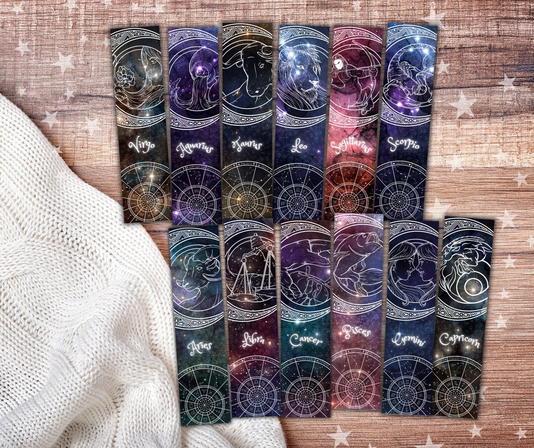 Printable Zodiac Bookmarks: Celestial Set (digital Download) - Etsy