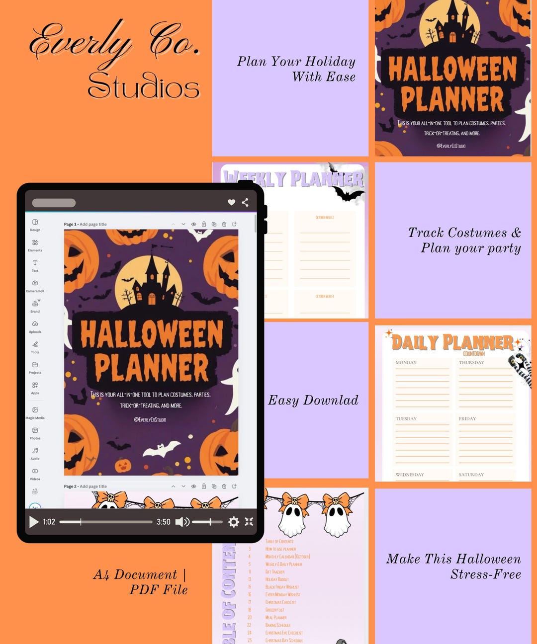 Printable Halloween Party Planner: Costume Tracker, Budget (digital ...