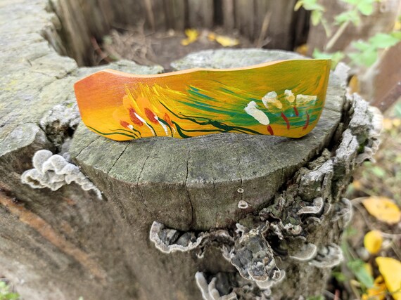 Wooden French Barrette Hand Painted Hair Barrette Art Hair - Etsy