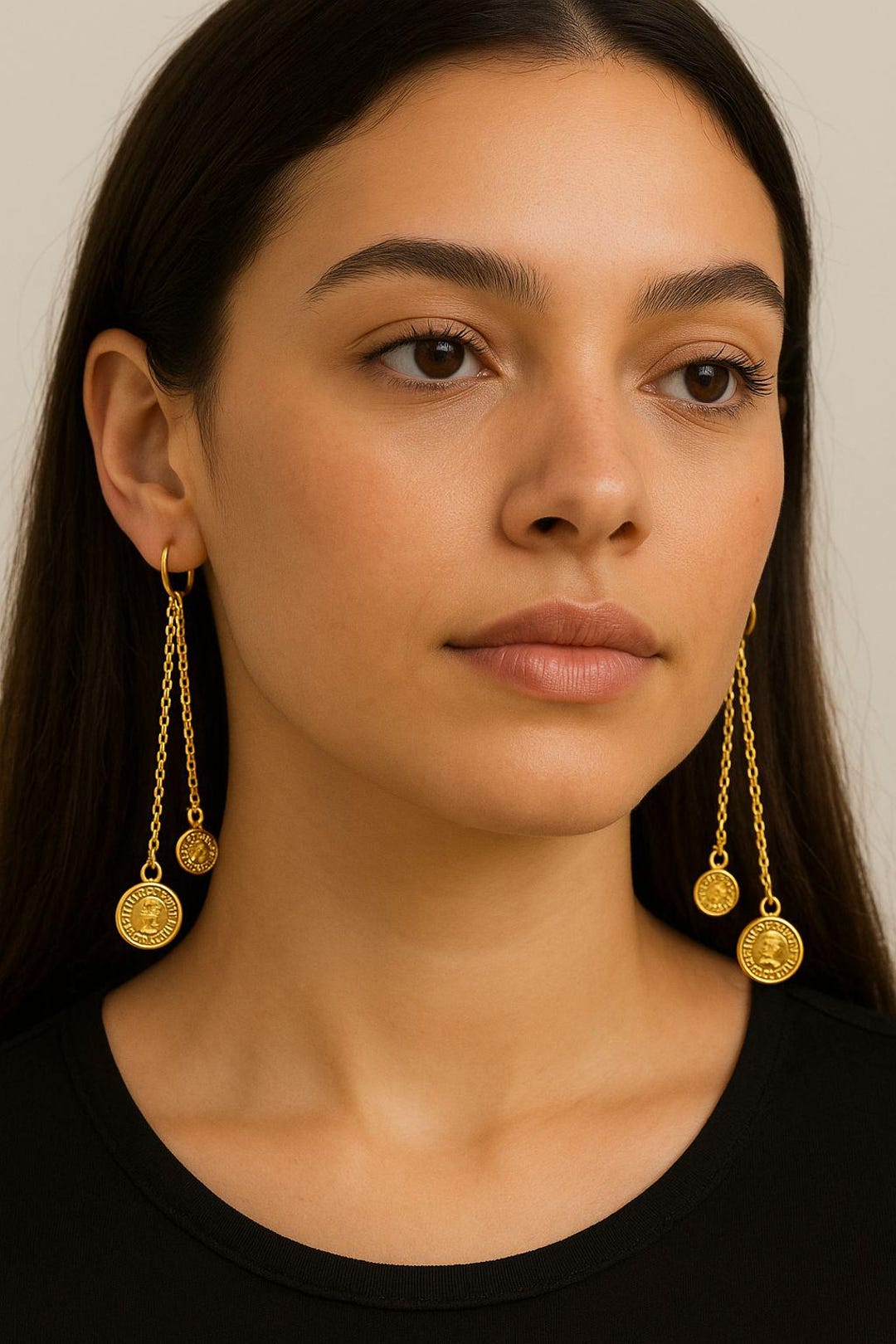 Vintage Coin Dangle Hoop Earrings – Queen Elizabeth || Boho Oxidized ...