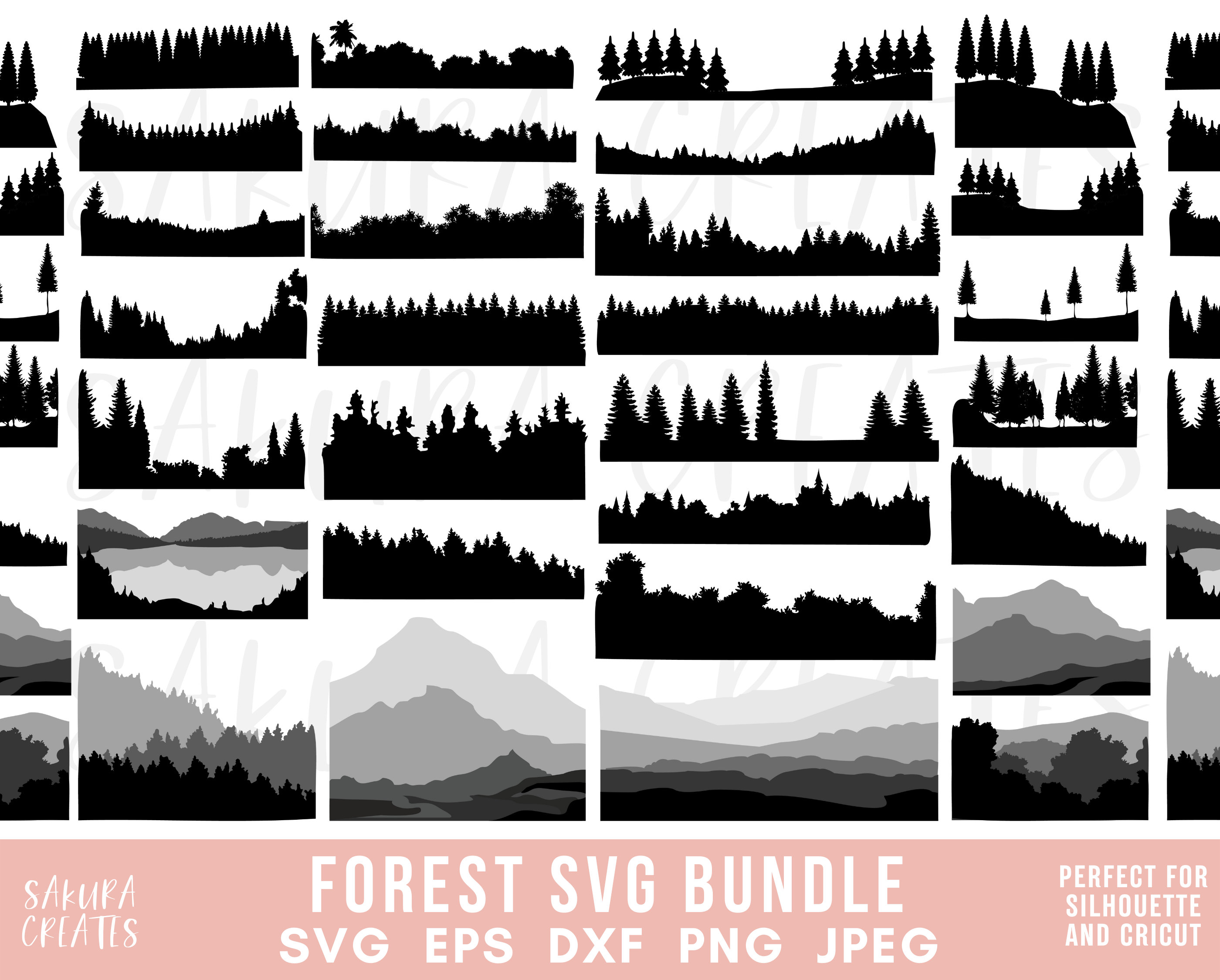 Tree SVG Forest silhouette Woods Svg Forest cut files for Cricut Forest ...