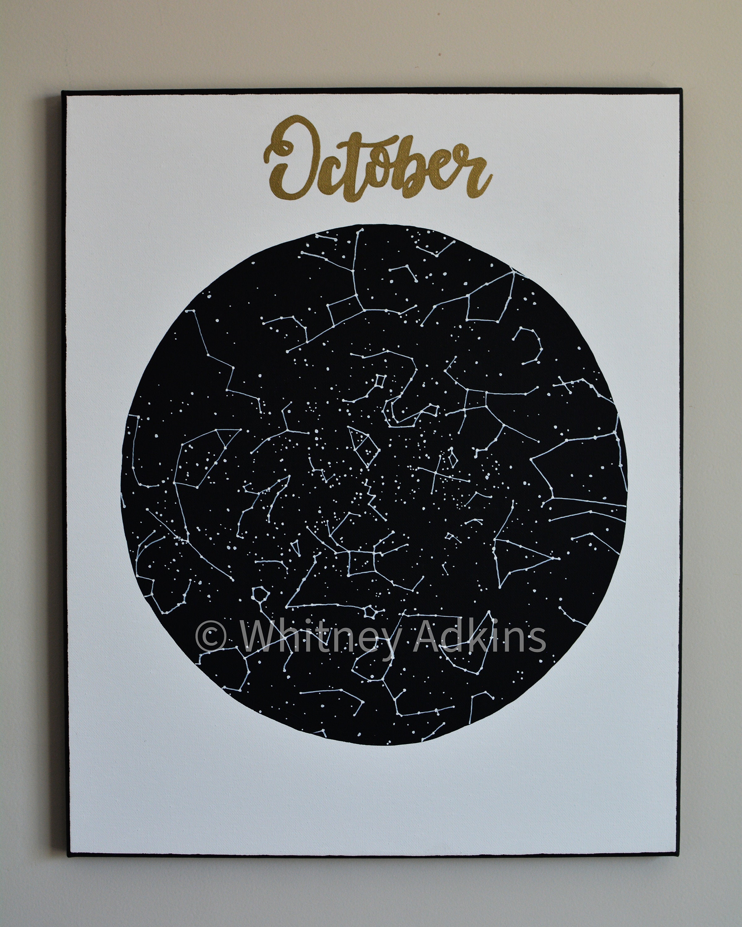October Star Chart Digital Print Constellations Artwork Birth Chart ...