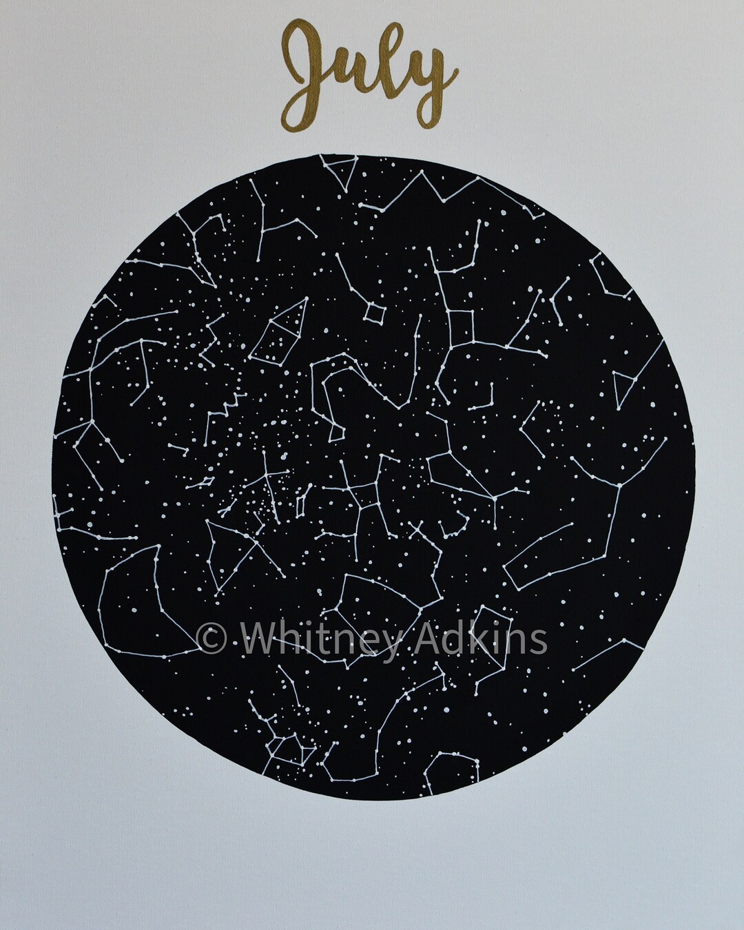 July Star Chart Digital Print Night Sky Galaxy Constellations Birth ...