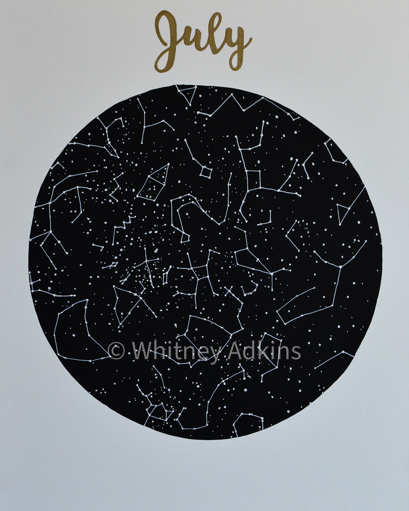 July Star Chart Digital Print Night Sky Galaxy Constellations Birth ...