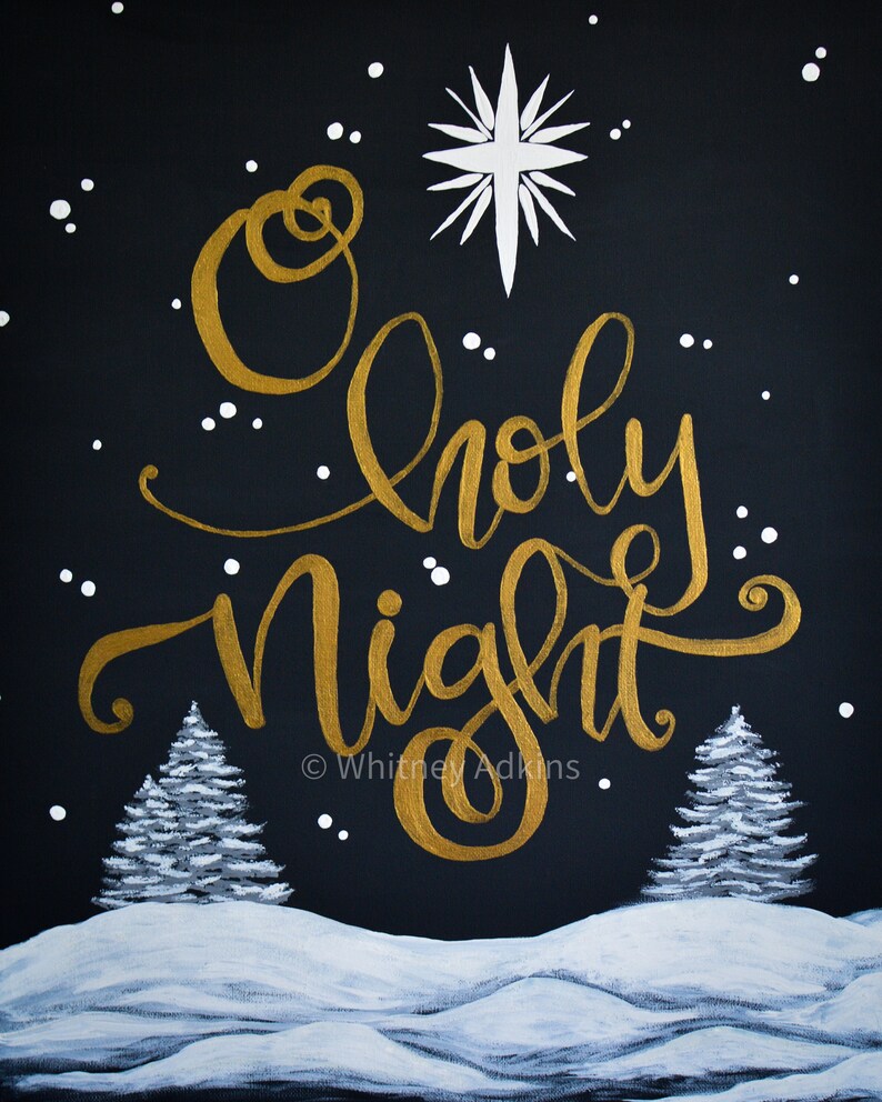 O Holy Night Digital Print Winter Christmas Trees Snow Artwork Wall Art ...