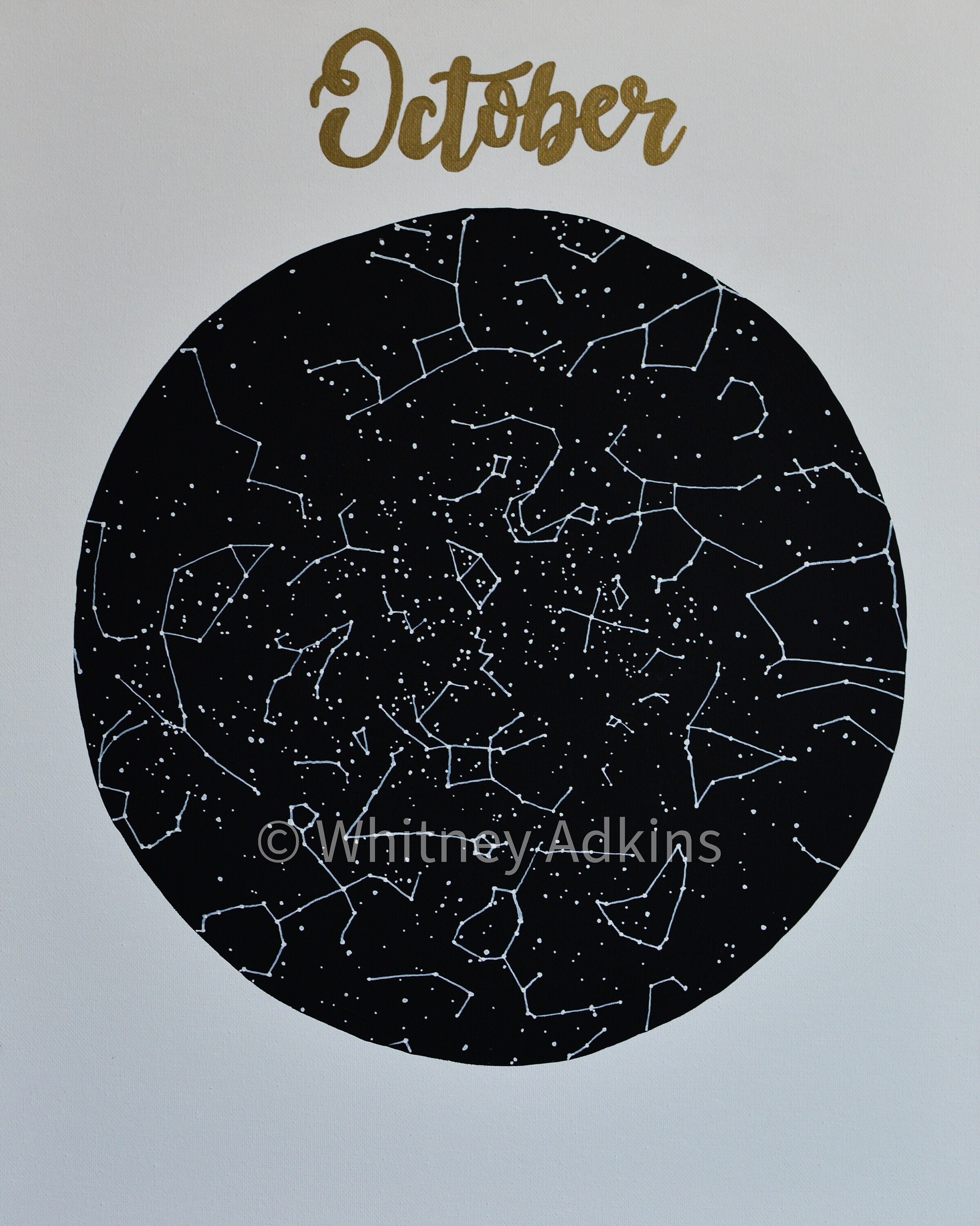 October Star Chart Digital Print Constellations Artwork Birth Chart ...