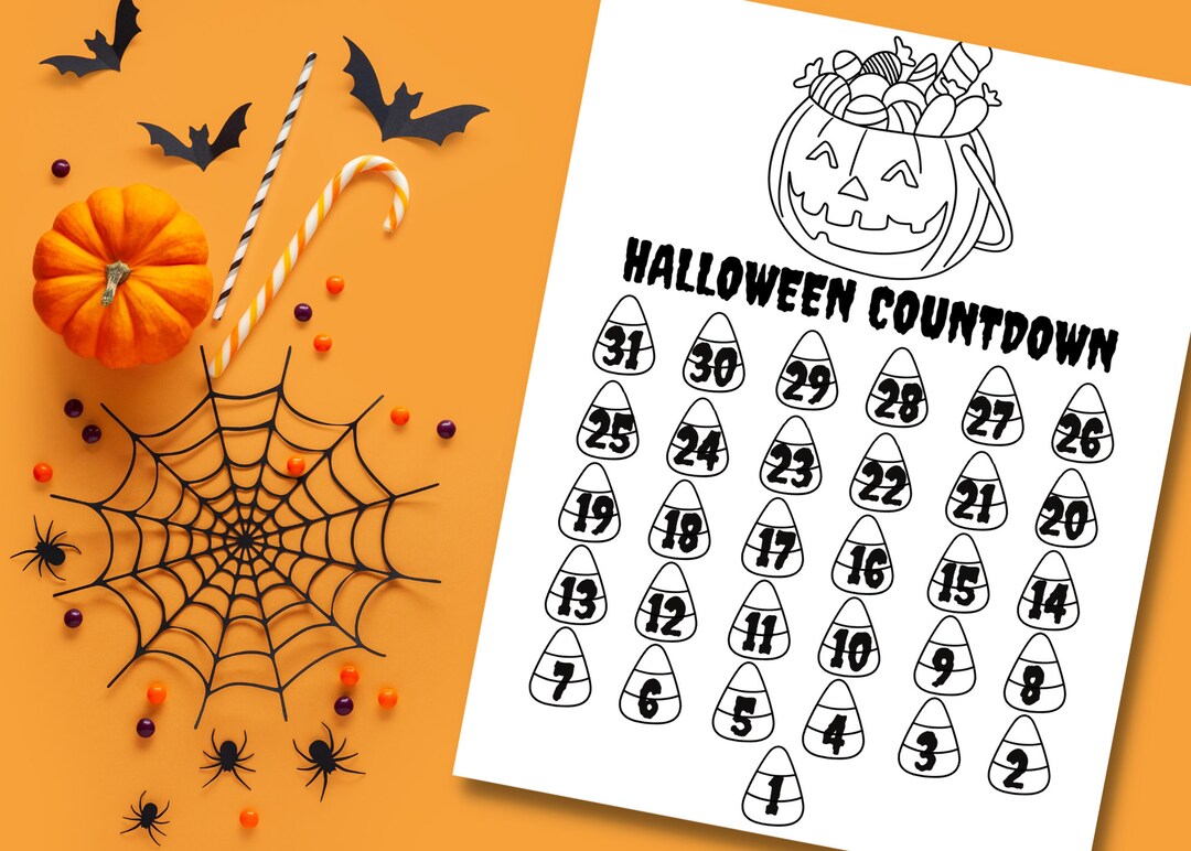 Halloween Candy Printable Countdown, Trick or Treat Countdown, Instant ...