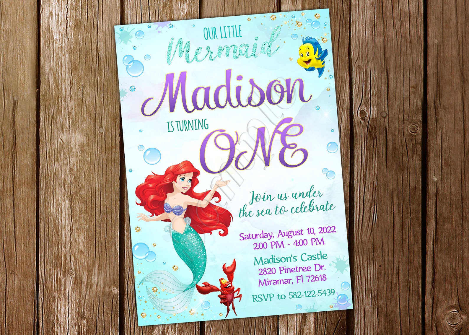 Little Mermaid Invitation Ariel Invitation Little Mermaid - Etsy
