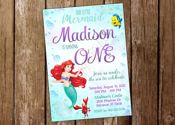 Little Mermaid Invitation Ariel Invitation Little Mermaid - Etsy