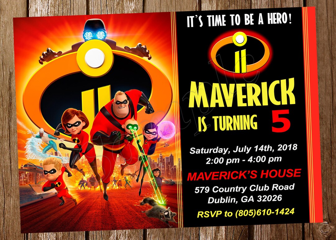 The Incredibles Invitation the Incredibles Birthday the Incredibles ...
