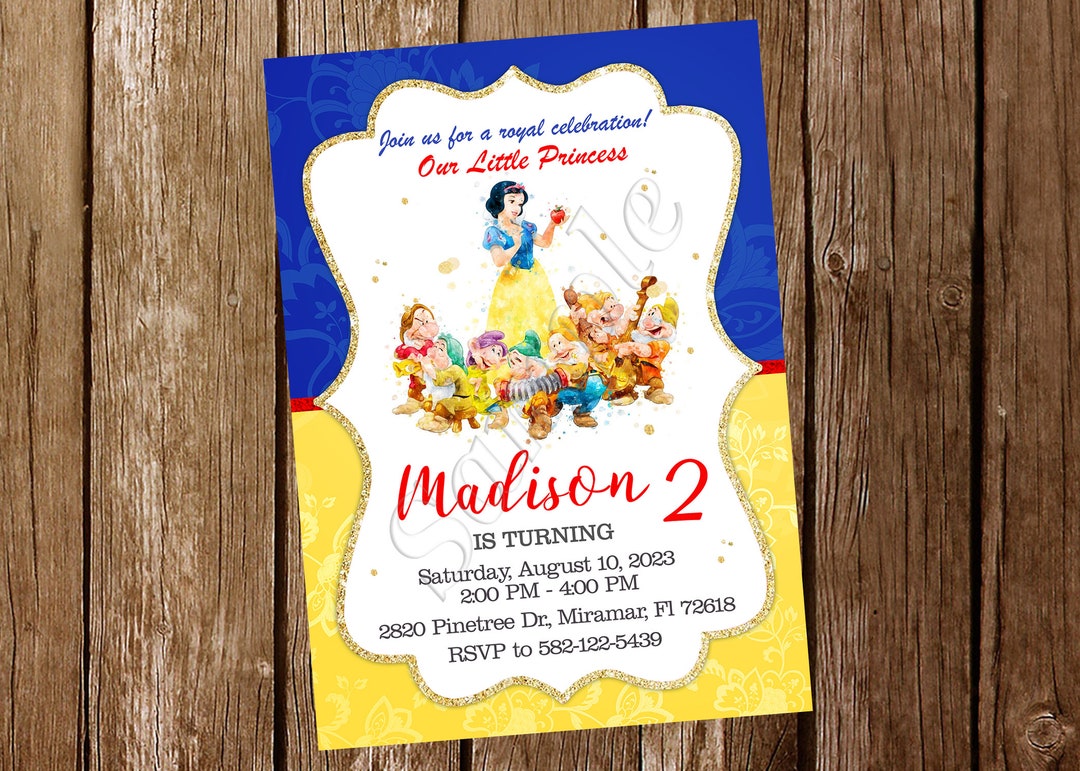 Snow White Invitation Snow White Birthday Princess Snow White ...