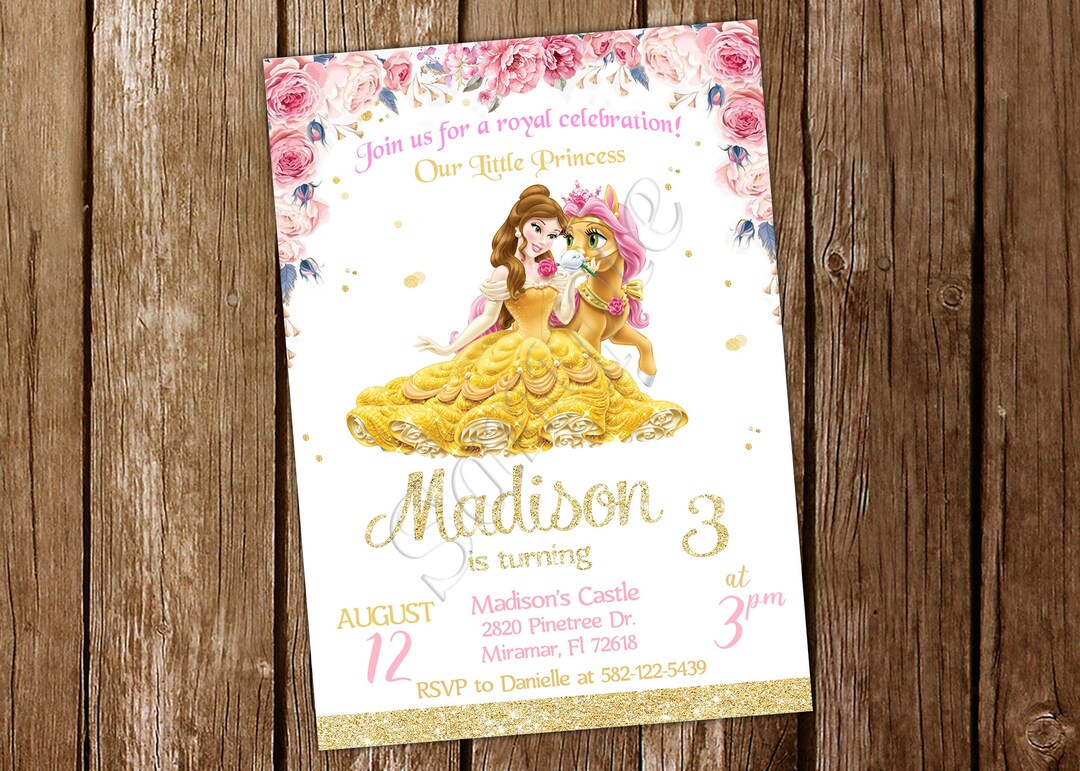Belle Invitation Princess Belle Invitation Belle Birthday Belle Invite ...