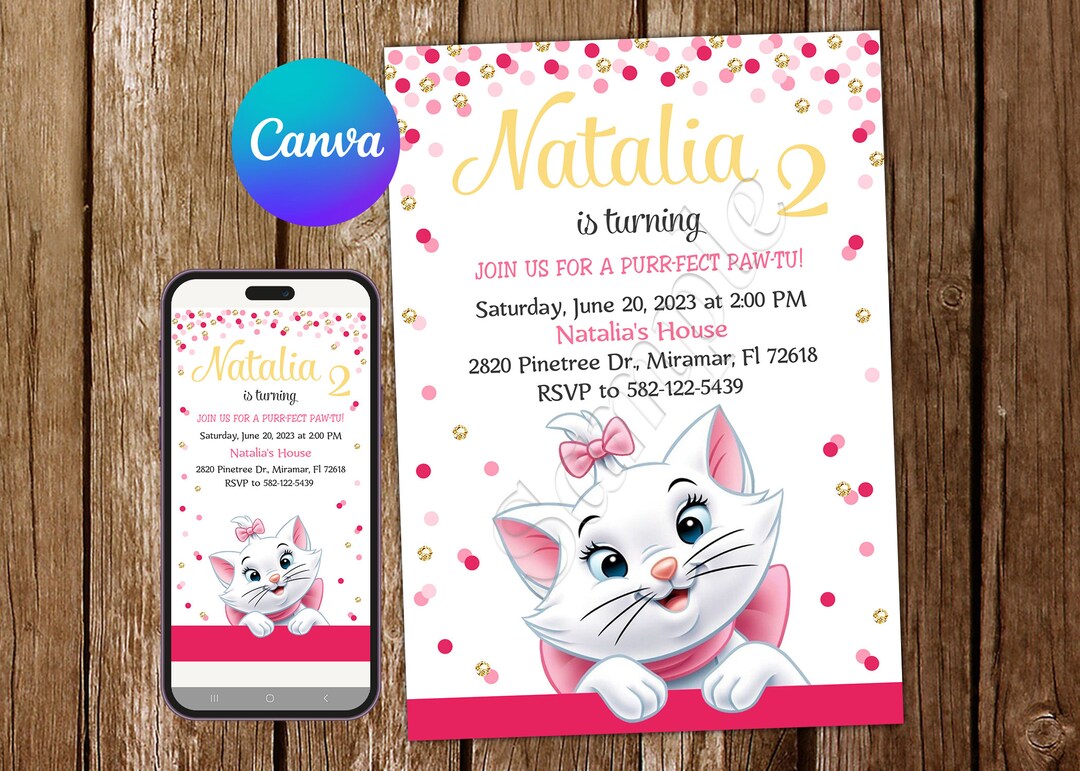 Aristocats Invitation Marie Invitation Aristocats Birthday Invitation ...