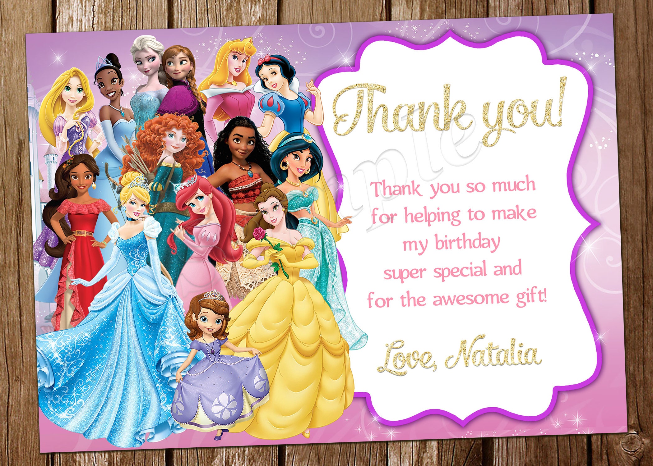 Princess Thank You Card Princess Invitation Belle Invitation - Etsy