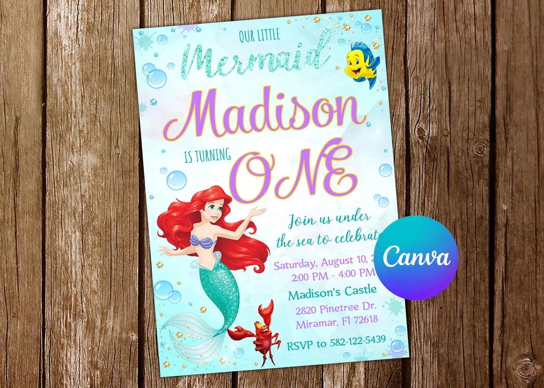 Little Mermaid Invitation Little Mermaid Birthday Invitation Ariel ...