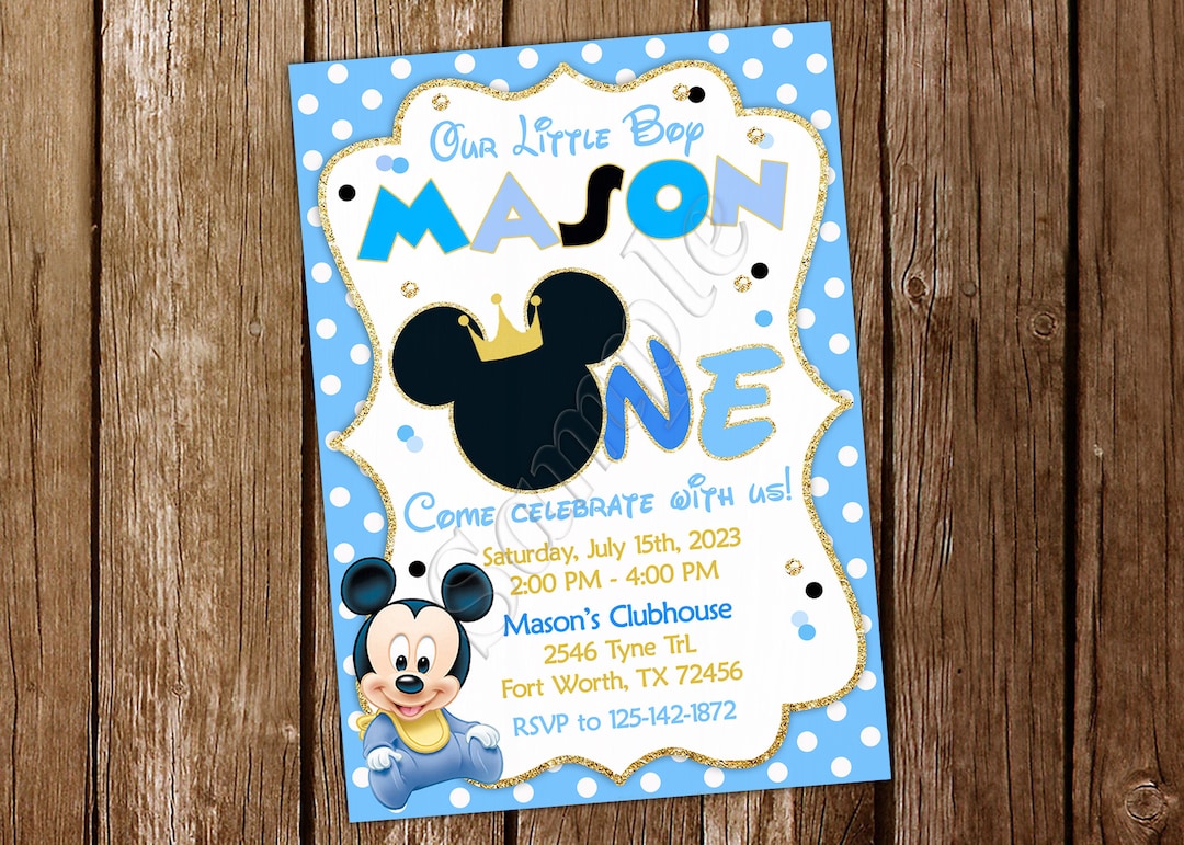 Baby Mickey Mouse First Birthday Invitation Baby Mickey Mouse ...