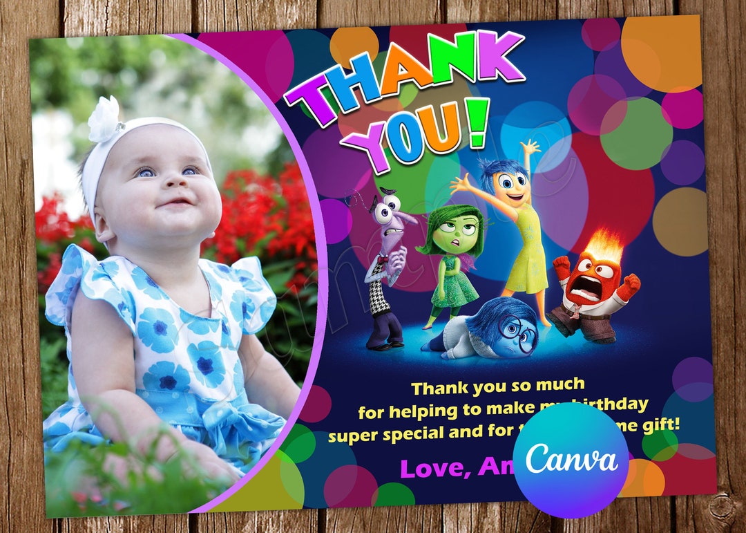 Inside Out Thank You Card Inside Out Invitation Inside Out Birthday ...