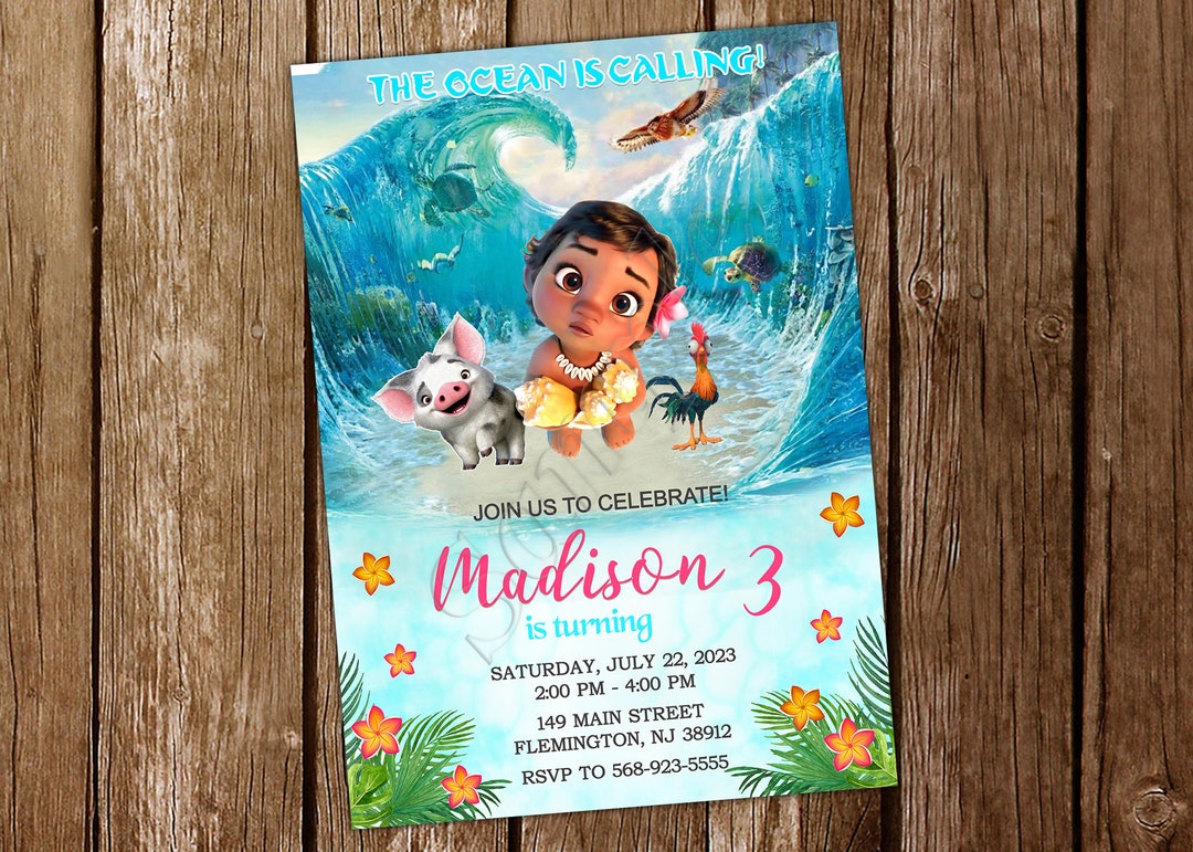 Baby Moana Invitation Baby Moana Birthday Baby Moana Invite Baby Moana ...
