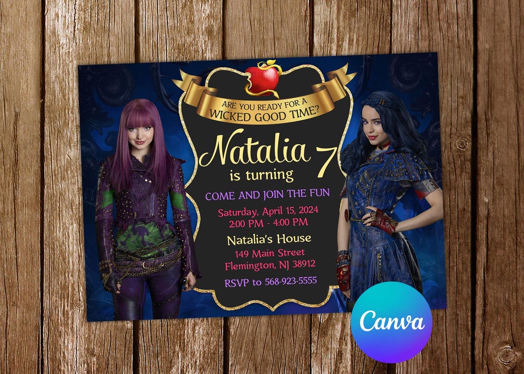 Descendants Invitation Descendants Birthday Invitation Descendants ...