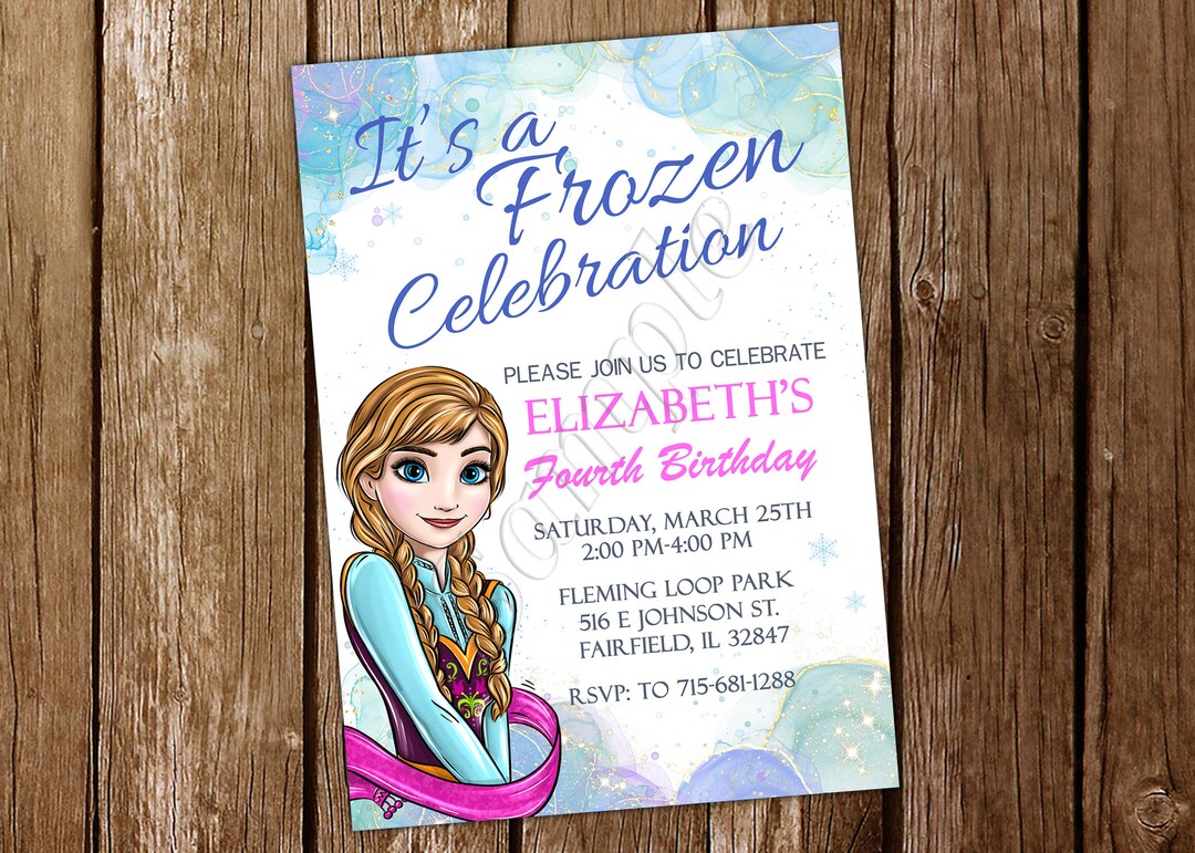 Frozen Invitation Anna Invitation Frozen Watercolor Invitation Anna ...