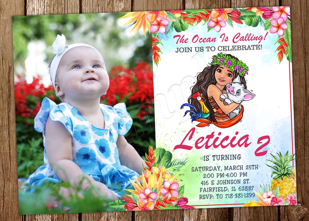 Moana Invitation Moana Watercolor Invitation Moana Birthday Moana ...