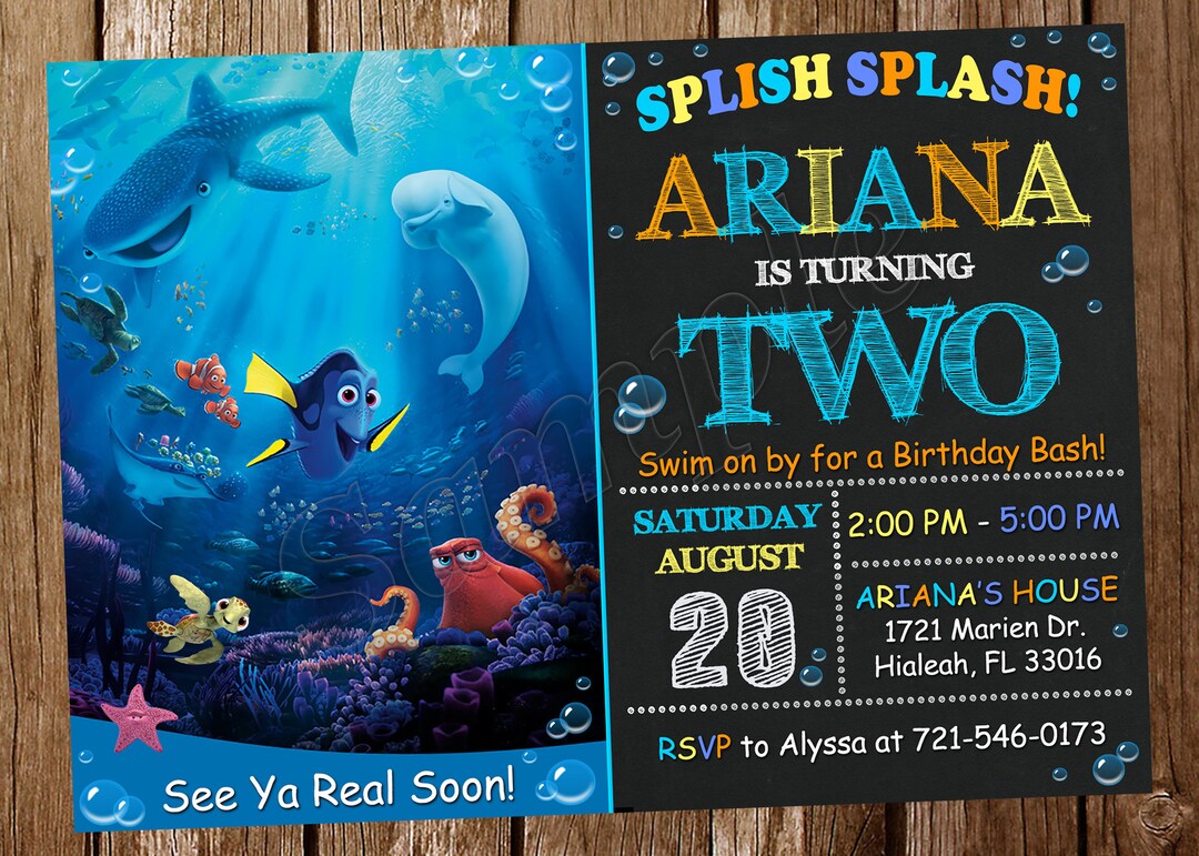 Finding Dory Invitation Finding Nemo Invitation Finding Dory Birthday ...