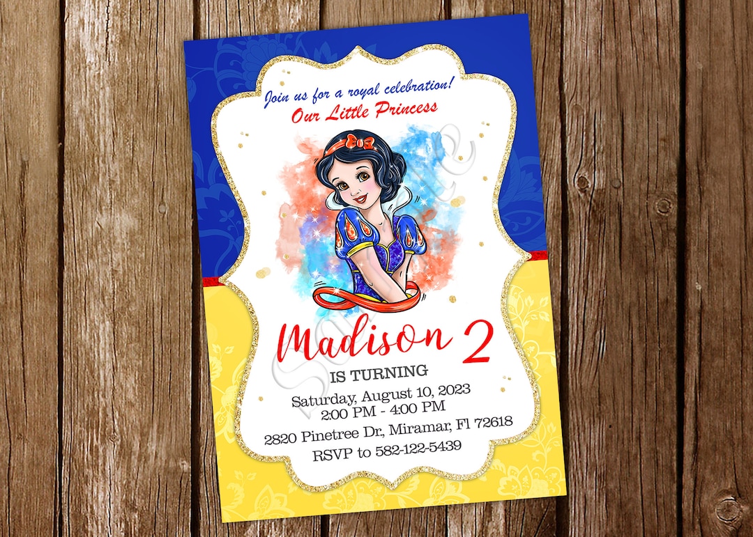 Snow White Invitation Snow White Watercolor Invitation Snow White ...