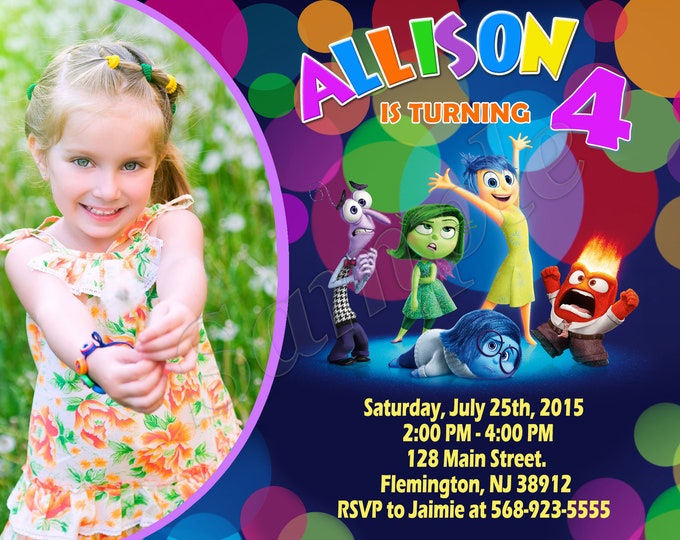 Inside Out Invitation Inside Out Birthday Invitation Inside Out Party ...