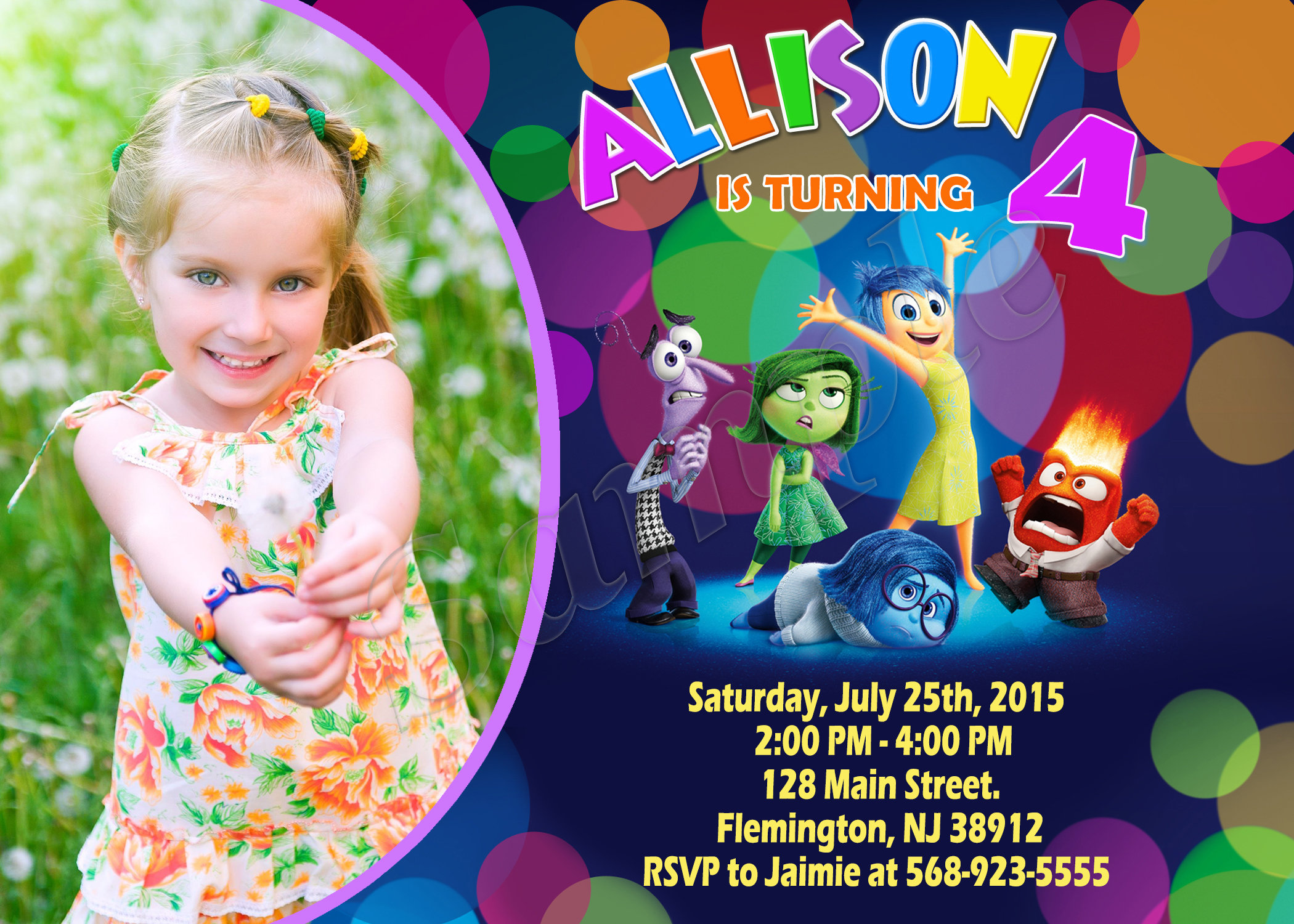 Inside Out Invitation Inside Out Birthday Inside Out Invite Inside Out ...