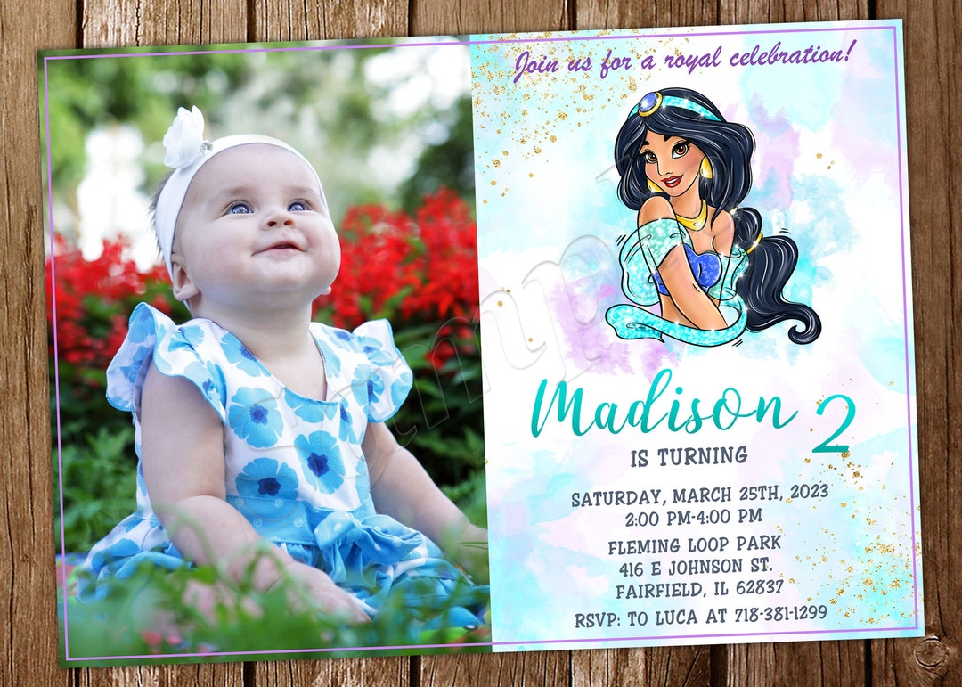 Jasmine Invitation Princess Jasmine Watercolor Invitation Jasmine ...