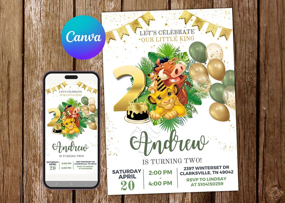 Lion King Invitation Lion King Birthday Invitation Lion King Party Lion ...