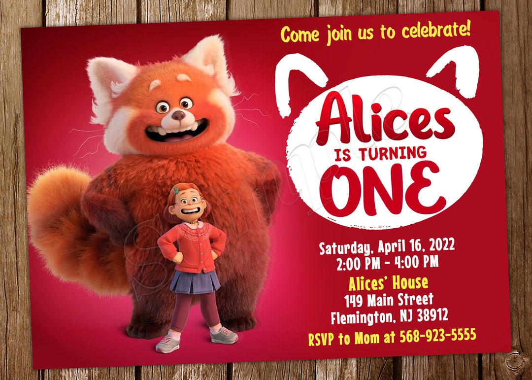 Turning Red Invitation Turning Red Birthday Turning Red Invite Turning ...